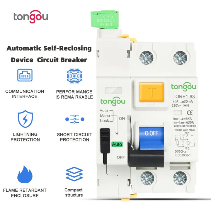 RCCB RCD 6KA AC 2P 230V Type Automatic Self-Reclosing Device ...