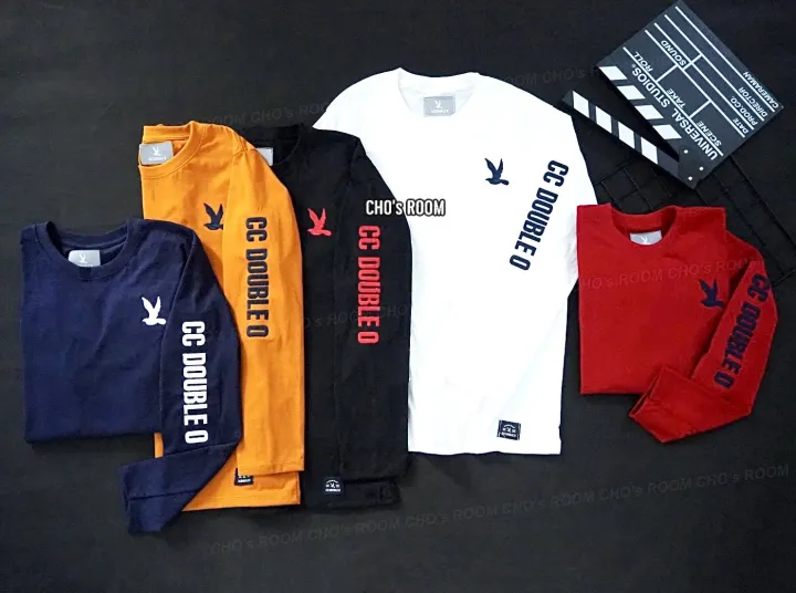 ☢☃∋ เสื้อยืดแขนยาวคอกลม สีพื้น CC DOUBLE O รุ่นปักโลโก้แบบนูน และปักแขน ...