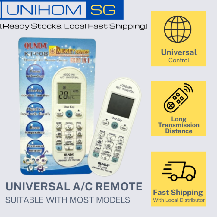 UnihomSG [ReadyStock] QUNDA KT-e08 Universal Aircon Remote Control ...