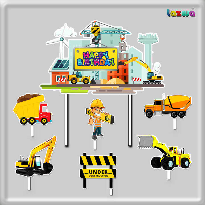 Topper Cake Excavator Traktor Beko Happy Birthday | Lazada Indonesia