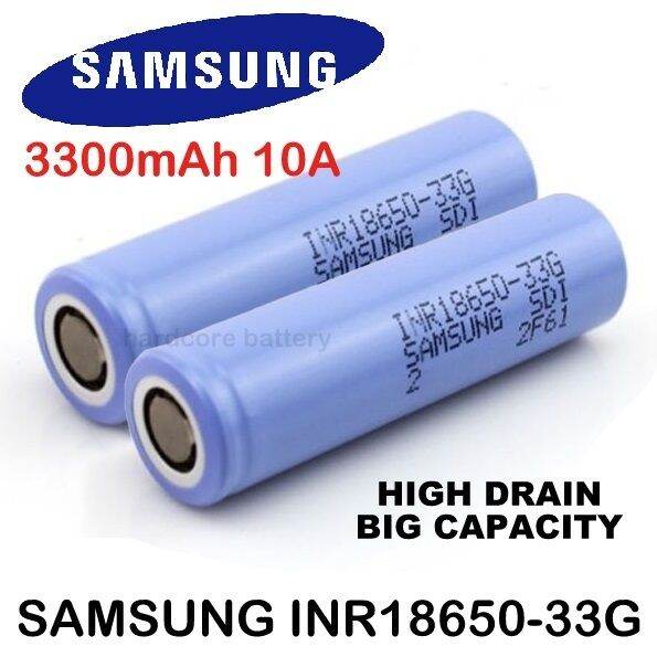 Genuine samsung INR 18650 33G 3.7V 3300mAh 10A Li-ion Lithium ion ...