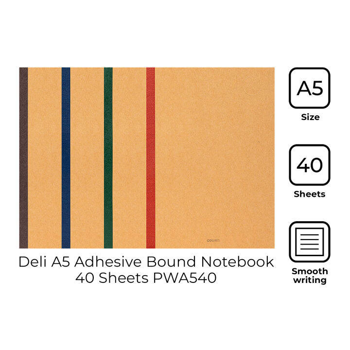 Deli PWA540 A5 Adhesive Bound Notebook 40 Sheets | Lazada PH