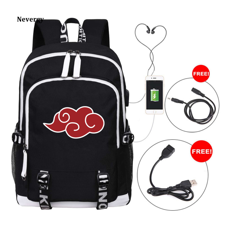 Naruto Red Cloud Backpack Men School Bags For Teenage Girls Boys Anime ...