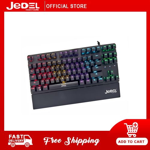 JEDEL KL87 TKL RGB MECHANICAL GAMING KEYBOARD W/ WRISTPAD USB (BLUE ...