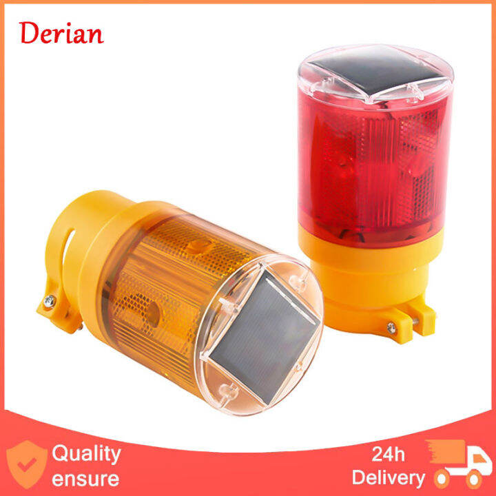 Derian Solar Powered LED Traffic Strobe Warning Lights Flicker Beacon Road Barricade ...
