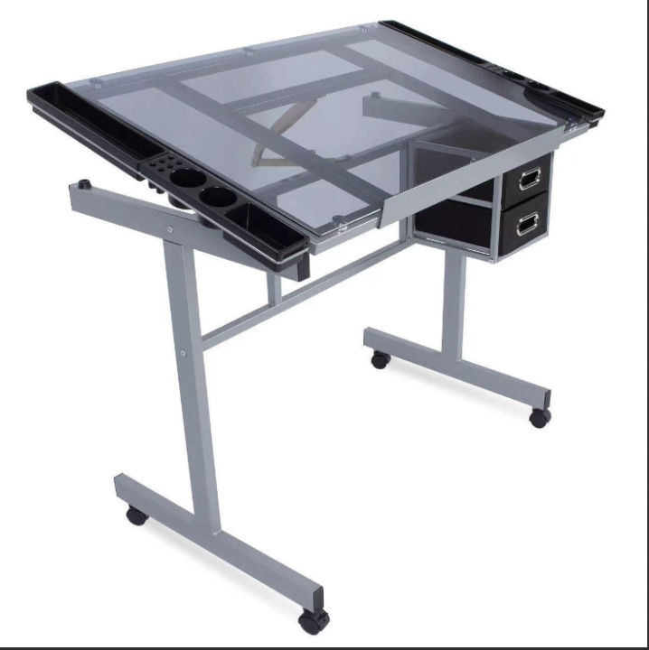 [With Light]Drafting table with stool drawers and side table by Artist ...