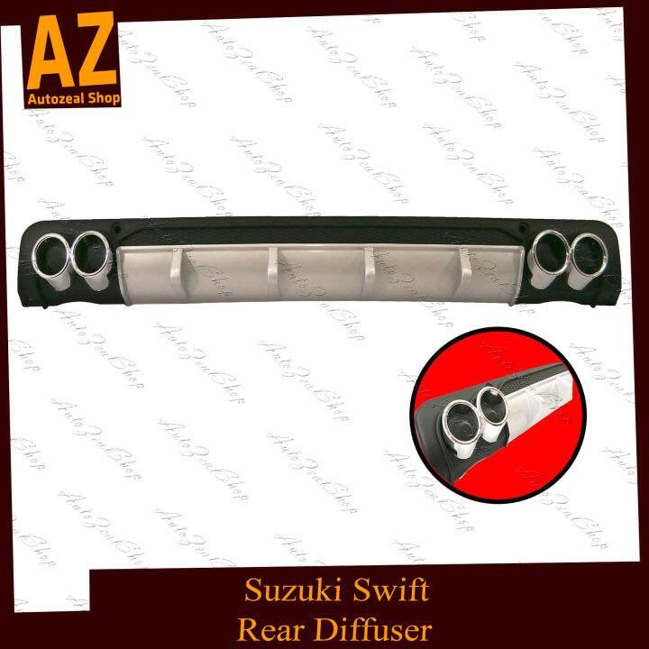 Suzuki Swift 2018-2019 Rear Diffuser (Black with Silver) | Lazada PH