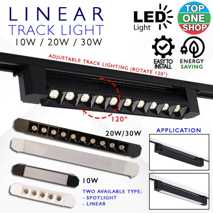 LINEAR LED TRACK LIGHT 10W 20W 30W Spotlight Spread Track Light 1 Meter ...