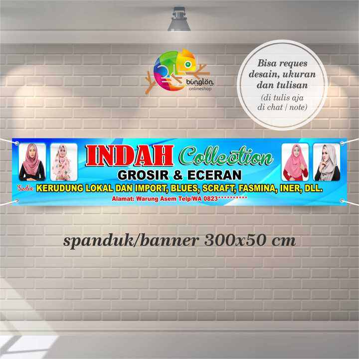 300x50 Spanduk Banner Toko Kerudung Grosir dan Eceran | Lazada Indonesia