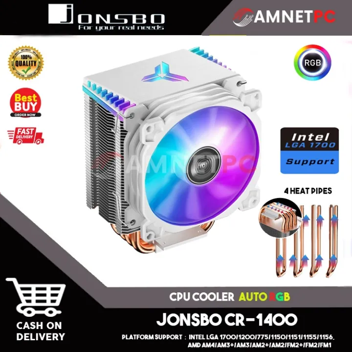JONSBO CR1400 WHITE CPU Cooler H126mm , Air Cooling Tower Radiator RGB ...