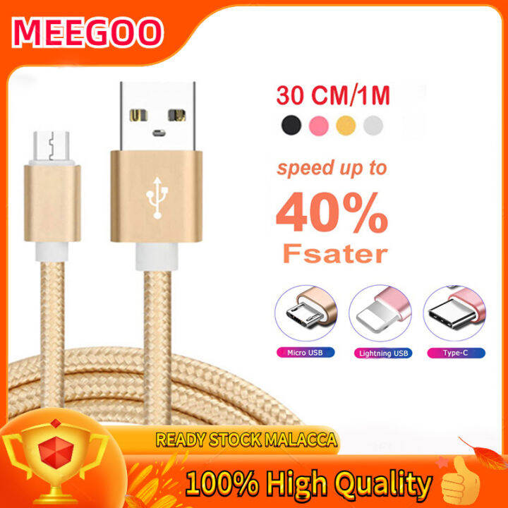 1M/30CM Fast Charge Braided USB Cable Data Sync Fast Charger Lightning ...