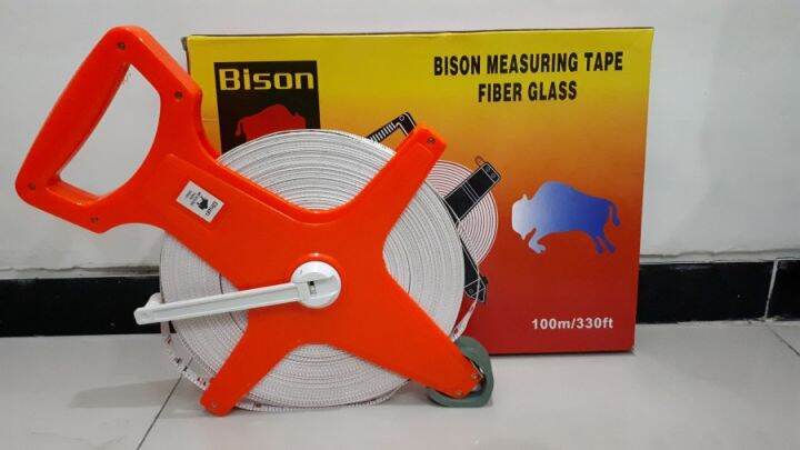 BISON Meteran Tanah 100 Meter Roll Meter T Alat Ukur Jalan Gulung 100m ...