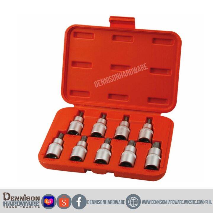EXTOL 9PC 1/2 DRIVE TORX SOCKET SET | Lazada PH