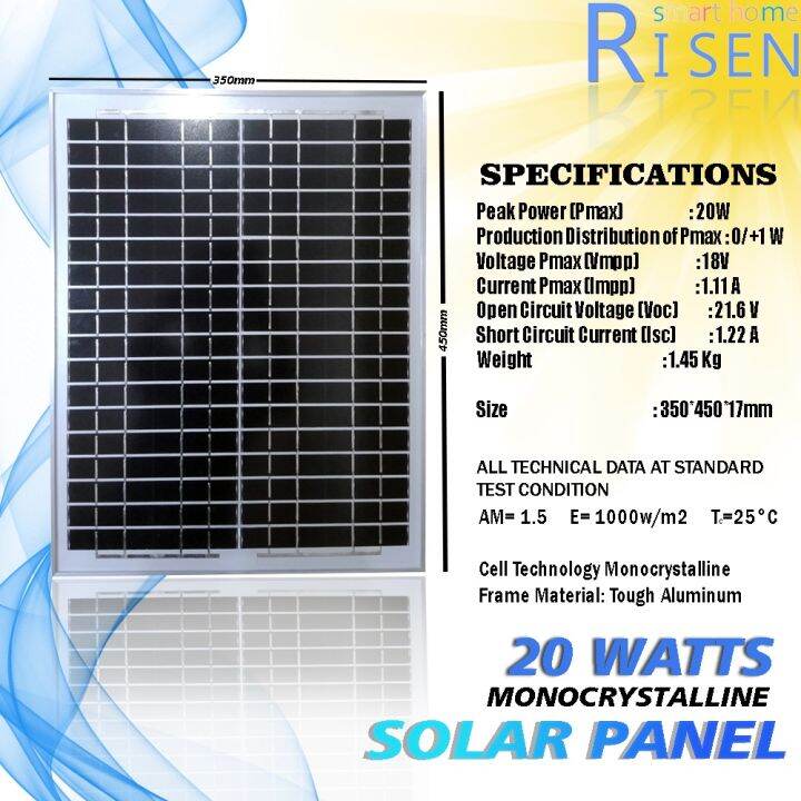 Risen Smart Home Monocrystalline Solar Panel 10w - 20w | Lazada PH