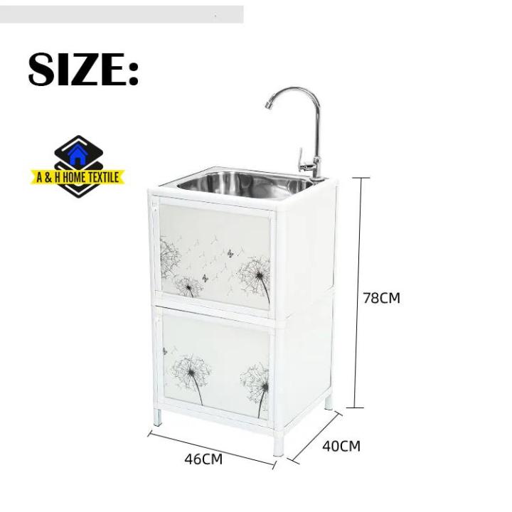 Lababo Complete SET with Drain Faucet and Shelf Stand Stainless Steel ...