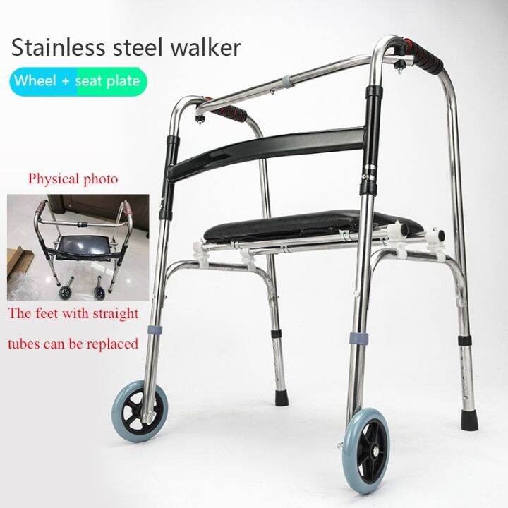 Elderly Stainless Steel Folding Torque Walker Crutches Four-corner ...