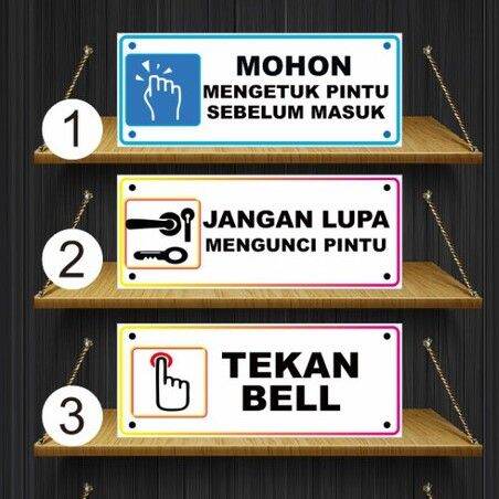 stiker ketuk pintu, stiker jangan lupa mengunci pintu, stiker pencet ...