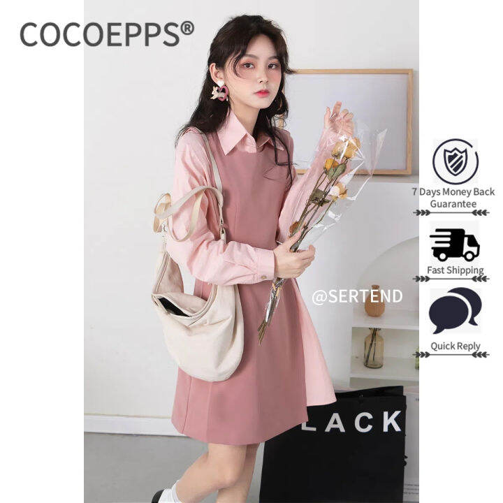 COCOEPPS 2023 new dresses for women korean style Skin-friendly Pink dress two-piece Sweet suit ...