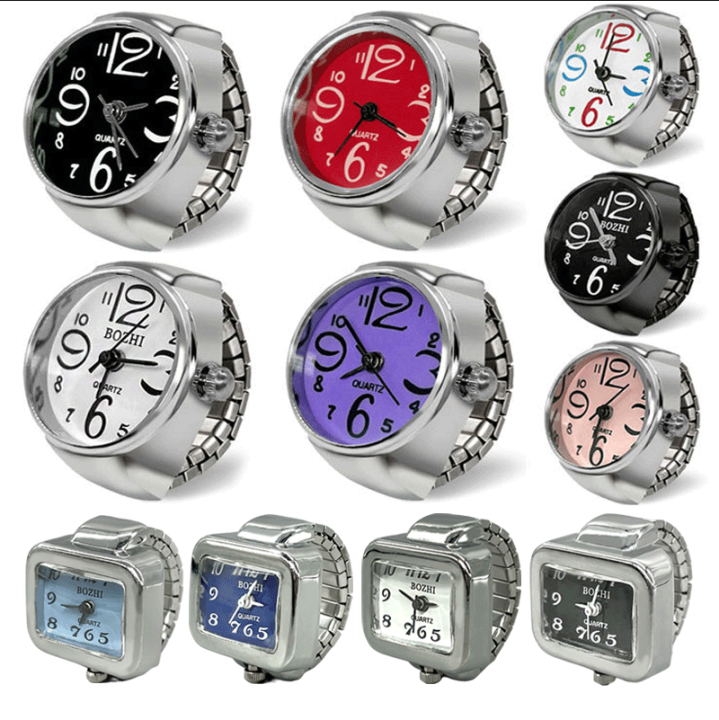 Rectangle Vintage Punk Quartz Finger Watch Ring for Women Men Couple ...