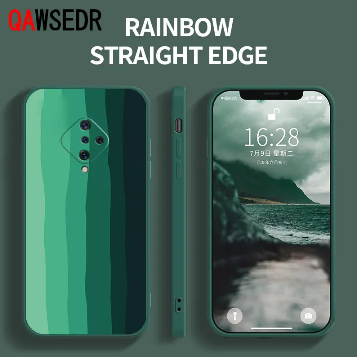 QAWSEDR สำหรับ Vivo S1 PRO Gradient Rainbow Liquid Full Carema เคสกัน ...