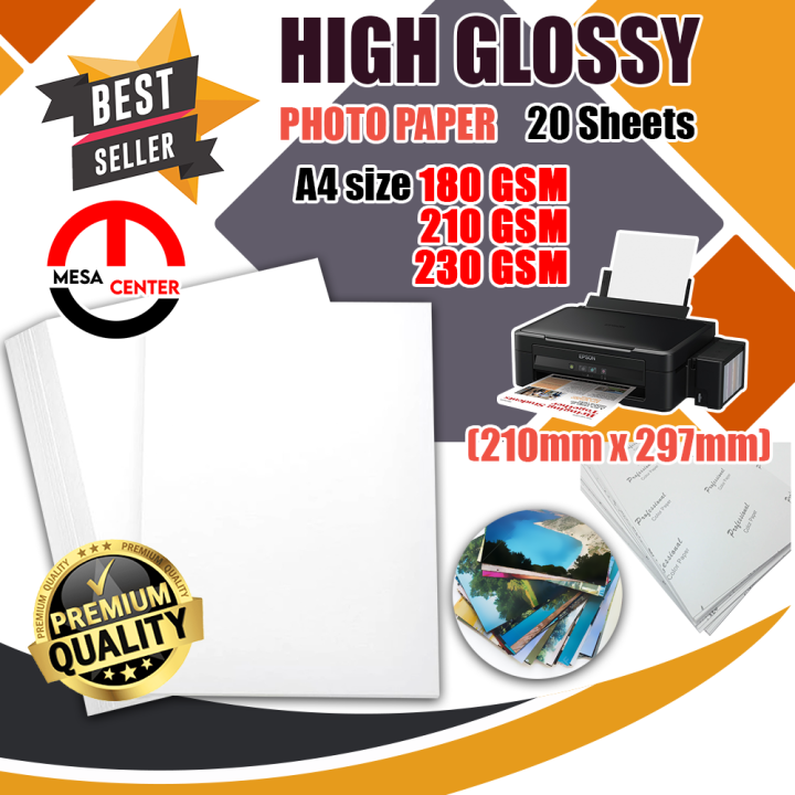 A4 glossy photo paper 180gsm 210gsm 230gsm premium quality 20sheets | Lazada PH
