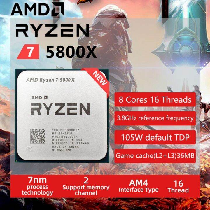 AMD Ryzen 7 5800X NEW R7 5800X 3.8 Ghz 8-Core 16-Thread CPU Processor ...