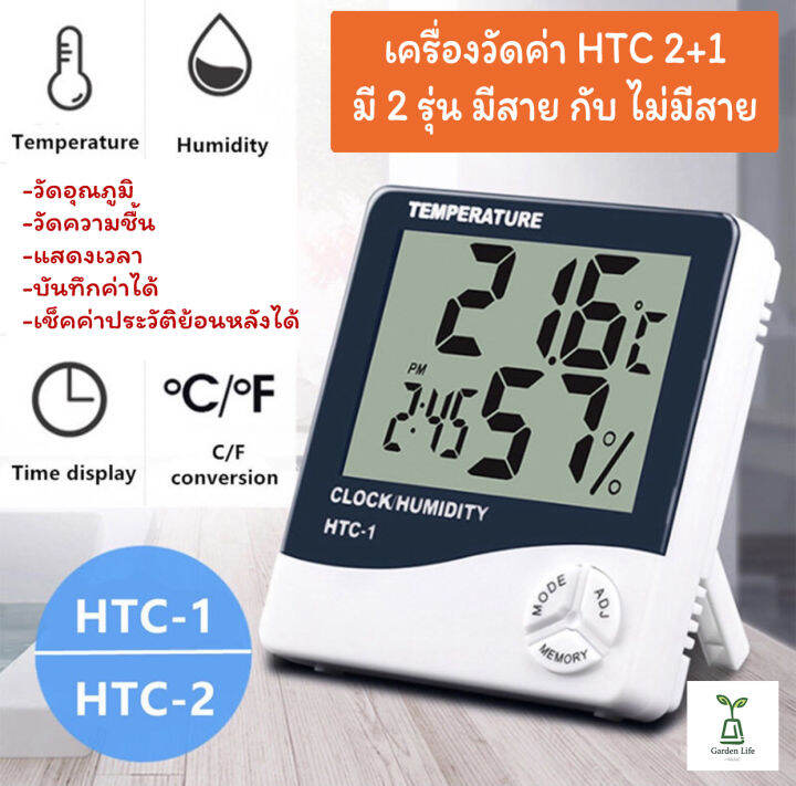 เครื่องวัดอุณหภูมิ เทอร์โมมิเตอร์ วัดความชิ้น พร้อมนาฬิกา HTC 1 และ HTC 2 แบบมีสาย มี2รุ่นให้ ...