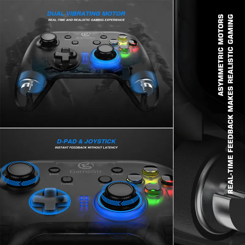 จอย คอนโทรลเลอร์ จอยสติ๊กGameSir T4 Pro Bluetooth 2.4 GHz Wireless Game ...