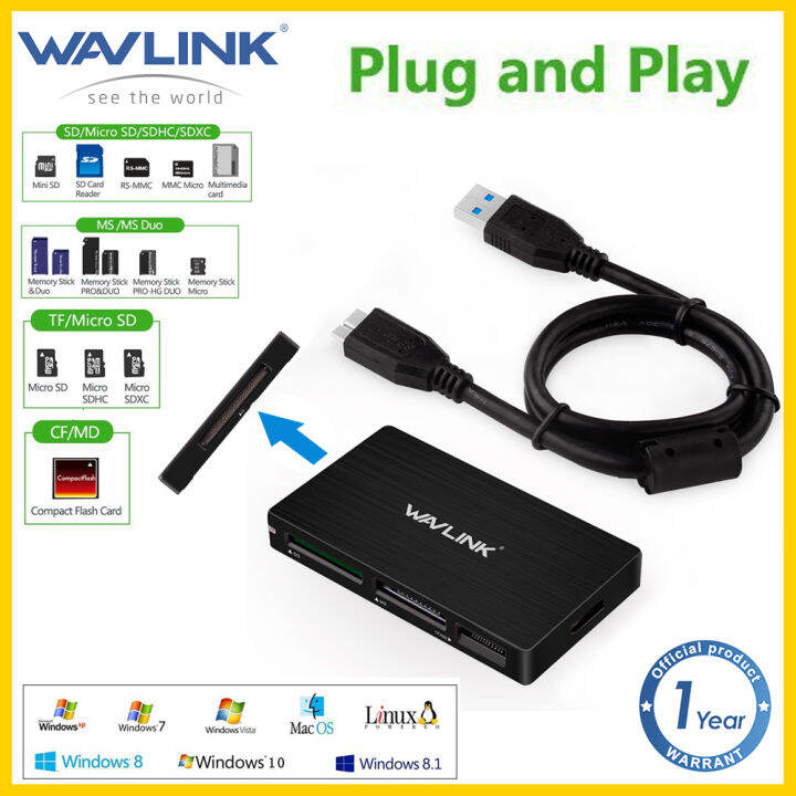 Wavlink 4-Port USB 3.0 Card Reader / SD Card Reader Adapter USB to ...