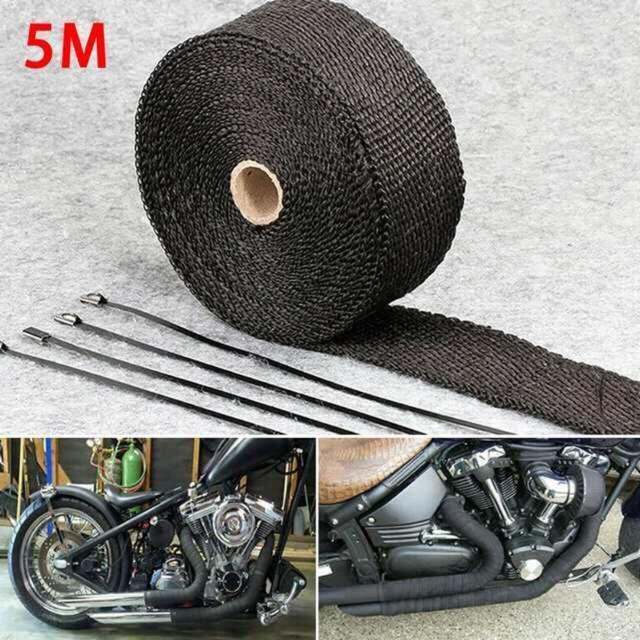 ☃™☼ 5M Car Motorcycle Exhaust Wrap Pipe Header Heat Wrap Turbo Exhaust ...