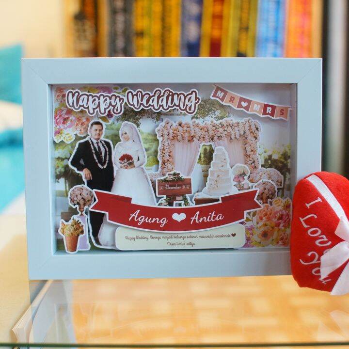 Kado Nikah Unik Scrapframe Foto 3D Size A4 Wedding | Lazada Indonesia