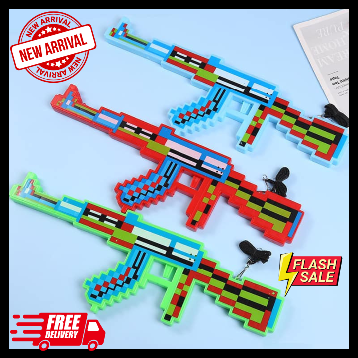 NEW TRENDING Minecraft Pixel Machine Gun with Strap Battery Operated ...