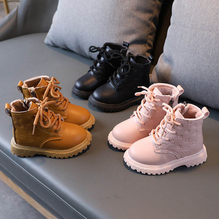 Winter high-top children's Martin boots boys velvet warm leather boots ...