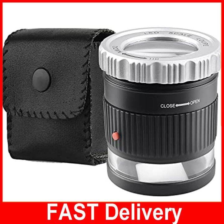 30X Cylindrical Scale Magnifying Glass with LED UV Light Magnifier ...