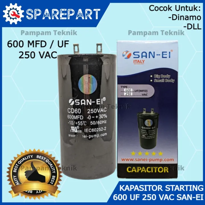 KAPASITOR STARTING 600 Uf MFD Mikro 250V San-Ei SOKET Kondensor SANEI 600UF | Lazada Indonesia