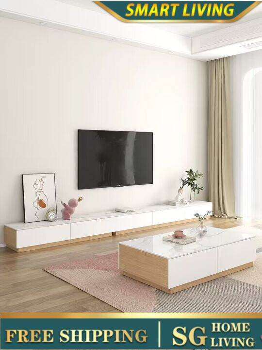 [Pre Order]TV With Coffee Table Floor Combination Cream Storage Cabinet ...