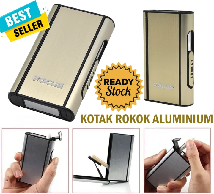 Tempat Bungkus Rokok Aluminium Case Automatic Ejection Metal Box Muat ...