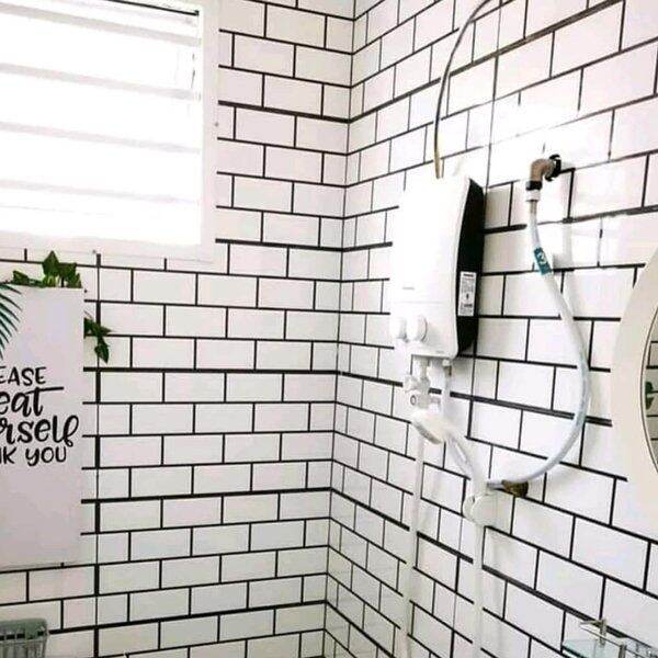 Wallpaper Dinding motif Batu Bata Putih lis Hitam | Wallpaper Dinding ...