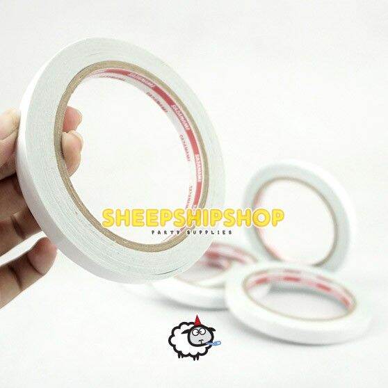 DOUBLE TAPE BESAR 1 cm Sazanami / Aurapack Double Tape Putih | Lazada ...