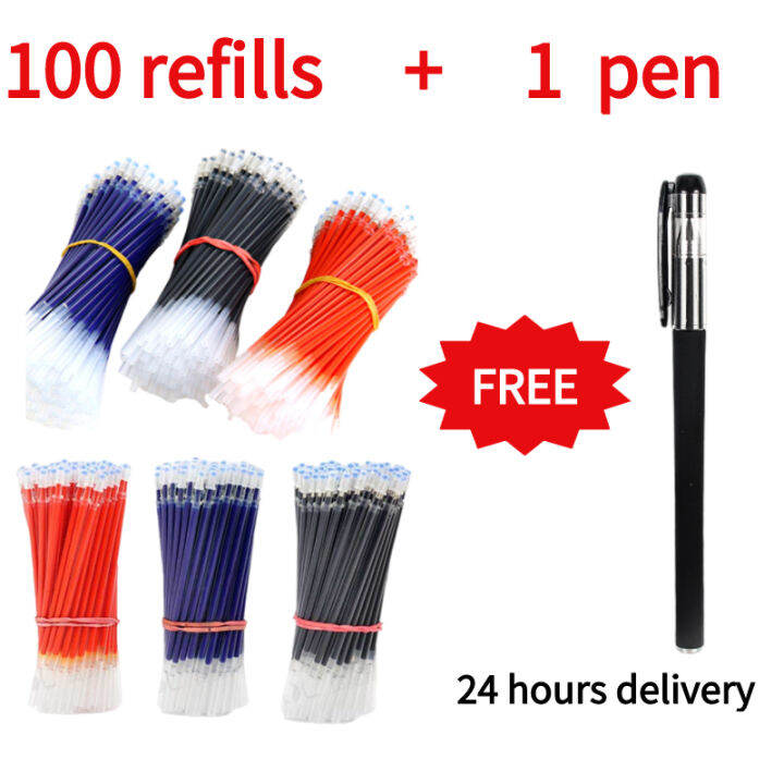Wholesale 100 pcs BallPen refills set 1 box Gel Pen Black Blue Red Ink ...