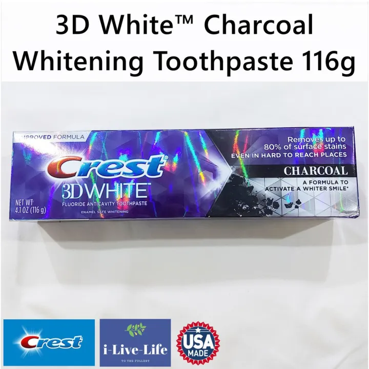 CREST 3D Glamorous WHITE CHARCOAL WHITENING FLUORIDE ANTICAVITY ...