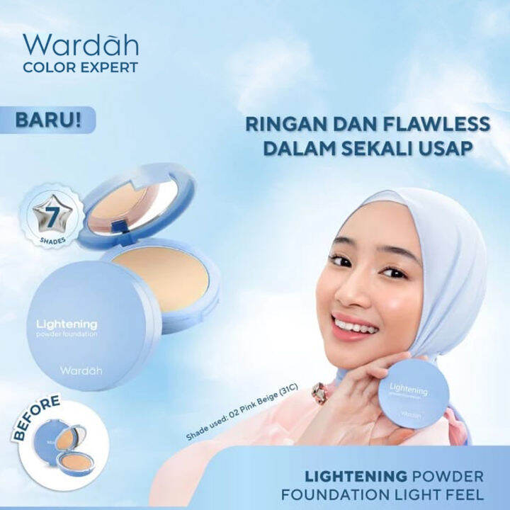 Wardah Lightening Powder Foundation Light Feel Bedak Padat Two Way Cake ...