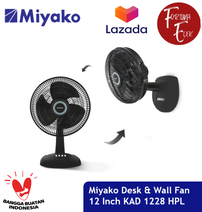 Miyako Desk Fan & Wall Fan 12 inch KAD 1228 HPL Kipas Meja & Dinding ...
