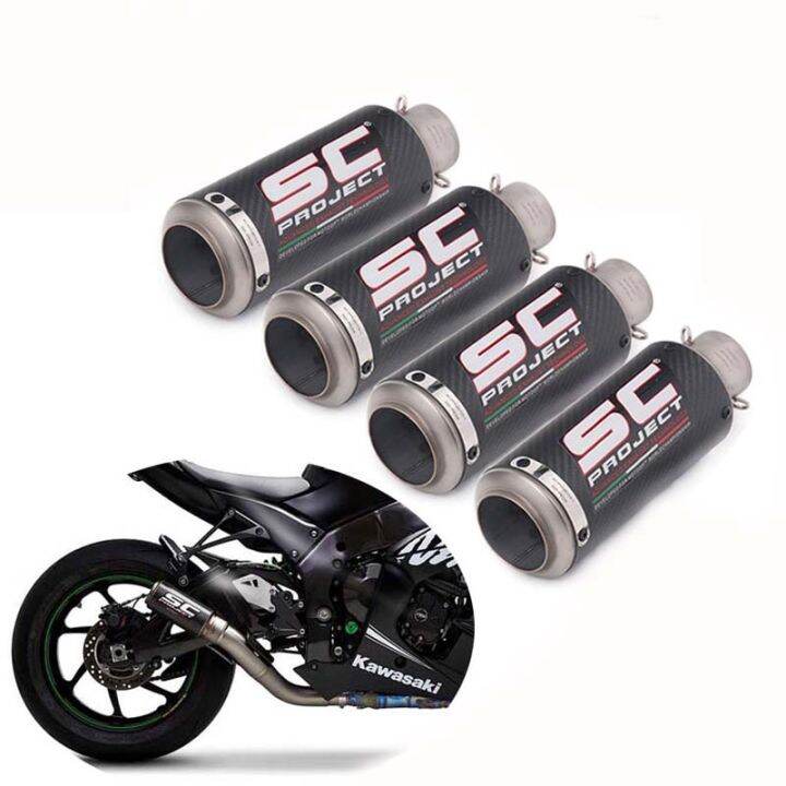 Real Carbon Fiber 51mm/2inches Inlet Unversal SC project Exhaust Muffler Tailpipe Tail Pipe Tip ...