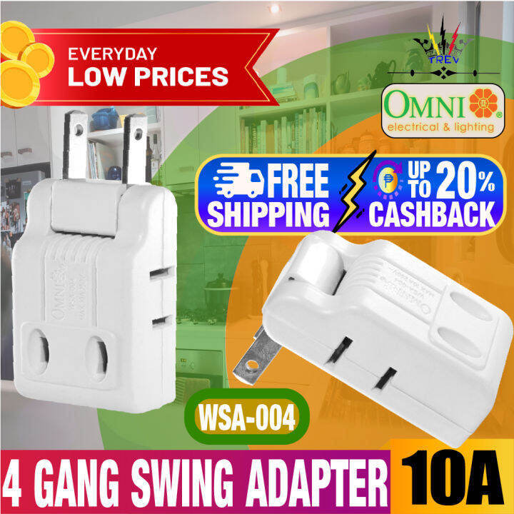 TREV Omni 4-Gang Adapter w/Swing Type plug 10A 250V - WSA-004 | Lazada PH