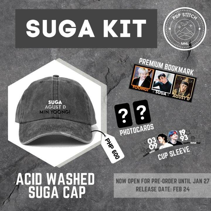 Suga Kit - Embroidered Acid Washed Cap | Lazada PH