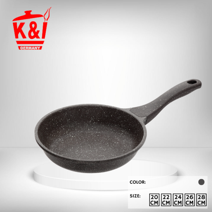 [K&I GERMANY] 20 22 24 26 28CM Die Cast Granite Casserole Cookware Frying Pan /Periuk Batu | Lazada