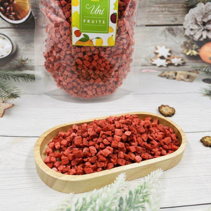 Dried Preserved strawberry no sugar สตรอเบอรี่อบกรอบแบบเต๋า Freeze ...