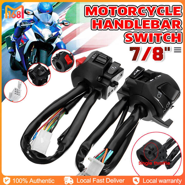 1Pair Motorcycle 7/8" Handlebar Control Switch Horn Turn Signal Headlight Electric Start Switch ...