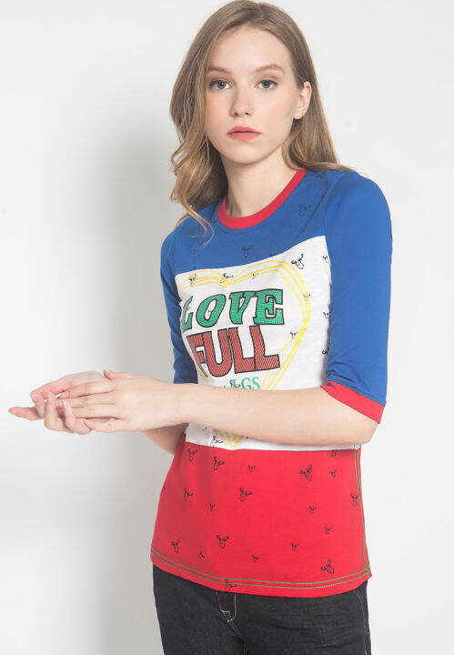 LGS-casual kaus perempuan-color combination-long sleeve-pattern of ...